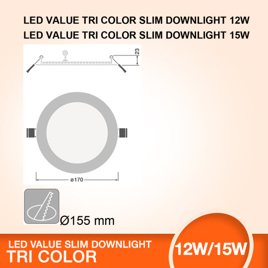 LEDVANCE LEDVALUE TRI COLOR SLIM DOWNLIGHT 15W – Rockford