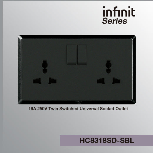 T&J INFINIT HC8318SD 16A 250V Twin Switched Universal Socket Outlet – Rockford